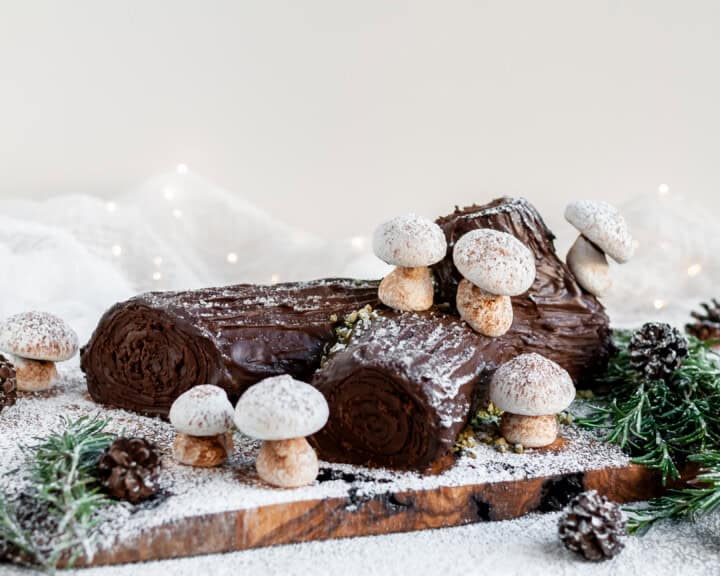 Vegan Chocolate Yule Log - Crumbs & Caramel