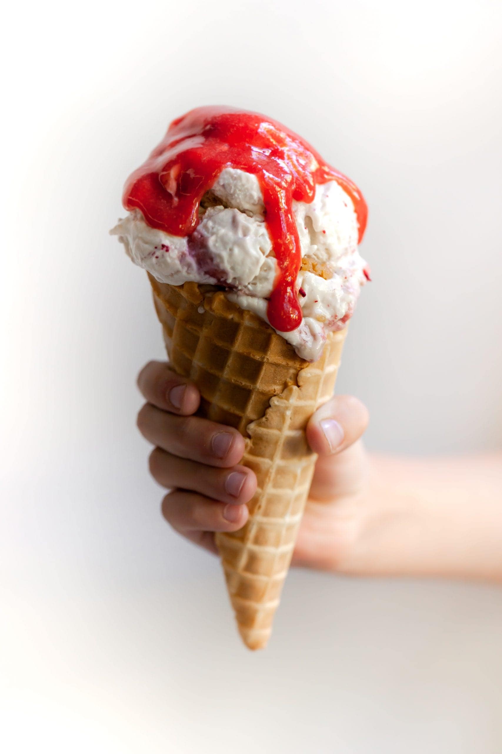 Vegan Strawberry Rhubarb Crumble Ice Cream - Crumbs & Caramel