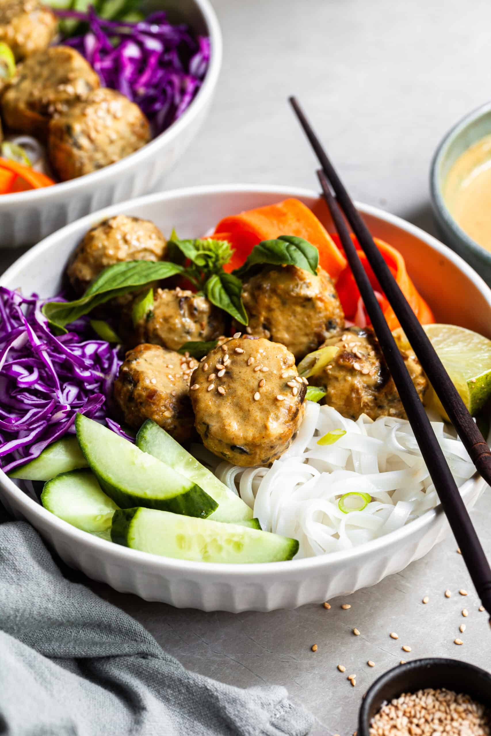Thai Chickpea Meatballs & Coconut Curry Bowls - Vegan & GF - Crumbs ...