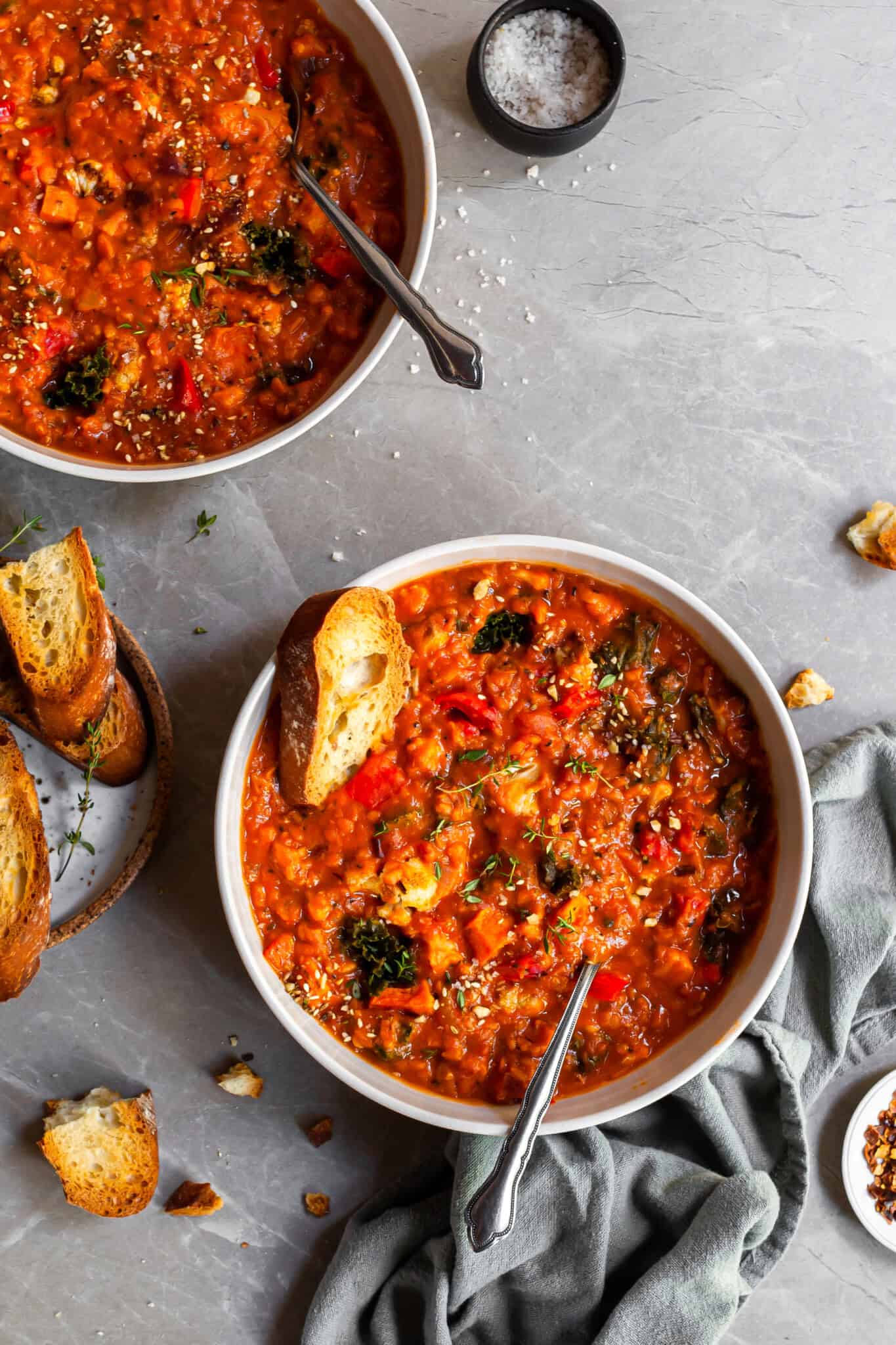Roasted Garlic Vegetable Stew with Red Lentils & Tomatoes - Crumbs ...