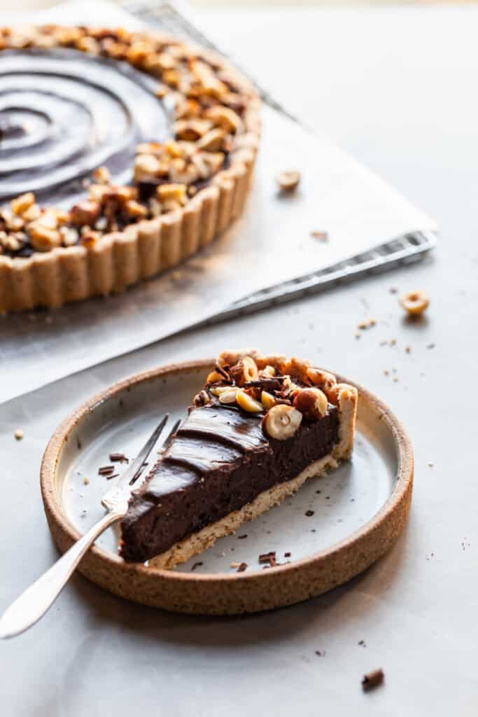 Chocolate Hazelnut Tart - Vegan with GF Option - Crumbs & Caramel