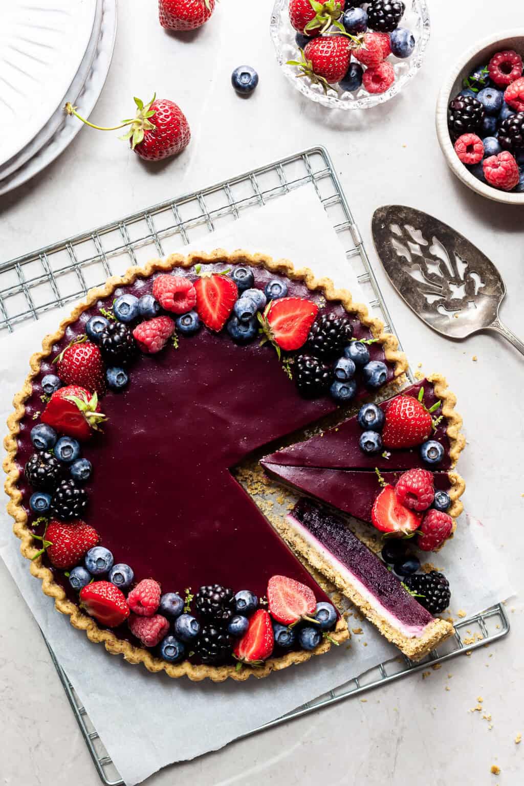 Vegan Berry Chocolate Tart - Gluten-Free Option - Crumbs & Caramel