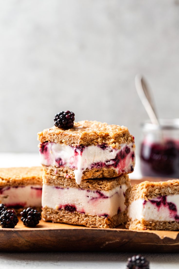 Oatmeal Berry Swirl Ice Cream Sandwiches (Vegan) - Crumbs & Caramel
